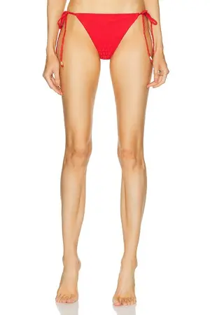 Wolford Logo Swim Side Tied Bikini Bottom - Flame