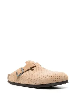 BIRKENSTOCK Boston Bs Perforated Suede Mules - Neutrals