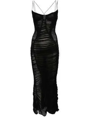 MUGLER Mesh Fitted Midi Dress