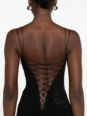MUGLER Mesh Fitted Midi Dress