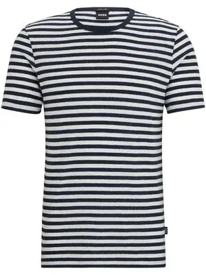 BOSS Striped Cotton-linen T-shirt