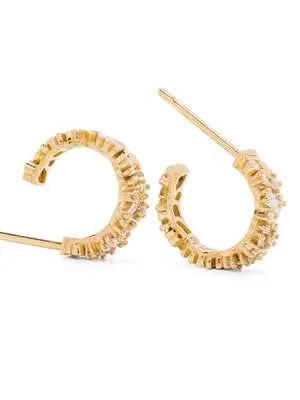 SUZANNE KALAN 18kt Yellow Diamond Hoop Earrings