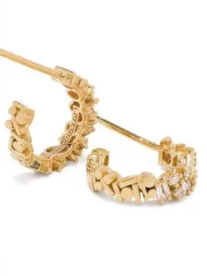 SUZANNE KALAN 18kt Yellow Diamond Hoop Earrings