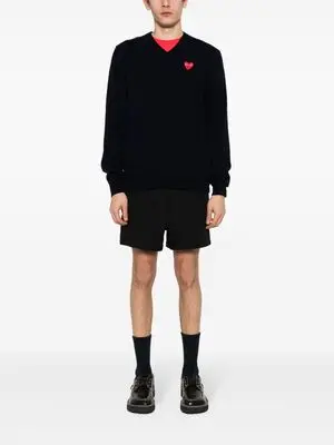 Play Comme Des Garcon Logo-patch Wool Jumper - Blue