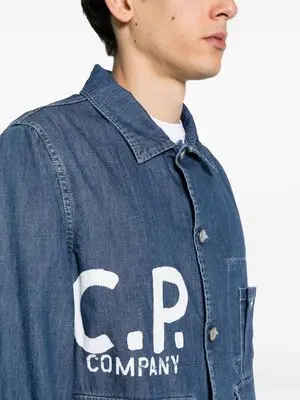 C.P. COMPANY Logo-print Denim Jacket - Blue