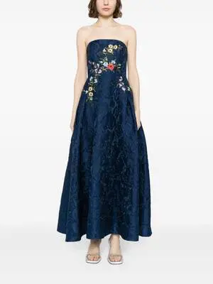Sachin & Babi Belle Floral-embroidered Maxi Dress - Blue
