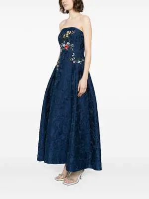 Sachin & Babi Belle Floral-embroidered Maxi Dress - Blue