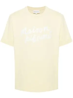 Maison Kitsuné Handwriting-print Cotton T-shirt - Yellow
