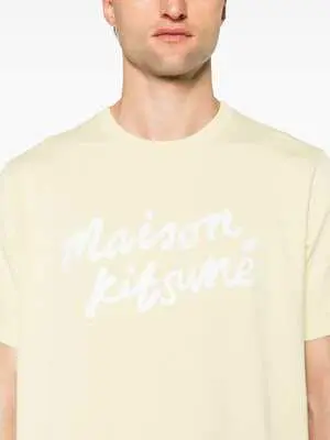 Maison Kitsuné Handwriting-print Cotton T-shirt - Yellow