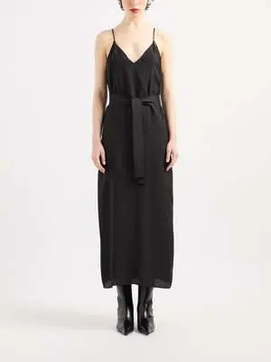 Armani Exchange Belted Patterned Jacquard Maxi Dress
