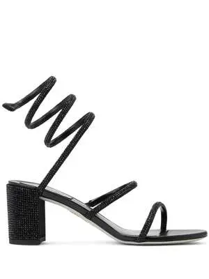 Rene Caovilla Rhinestone-embellished Satin Sandals - Black