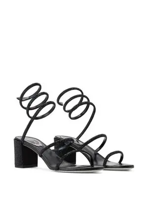 Rene Caovilla Rhinestone-embellished Satin Sandals - Black