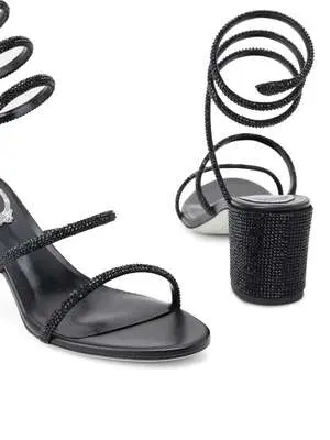 Rene Caovilla Rhinestone-embellished Satin Sandals - Black