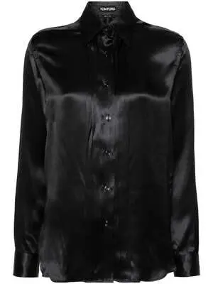 TOM FORD Silk Shirt With Pintuck Detailing - Black