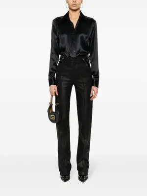 TOM FORD Silk Shirt With Pintuck Detailing - Black