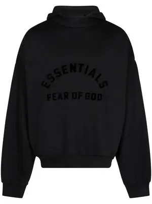 Fear Of God Logo-print Drop-shoulder Hoodie - Black