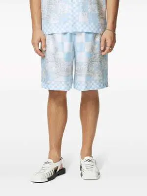 Versace Medusa Contrasto Silk Shorts - Blue