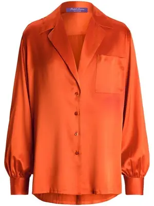 Ralph Lauren Stretch-silk Long-sleeve Shirt - Orange