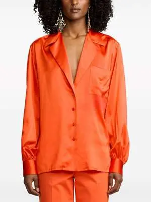 Ralph Lauren Stretch-silk Long-sleeve Shirt - Orange