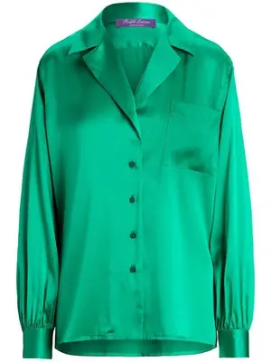 Ralph Lauren Roslin Stretch-silk Shirt - Green