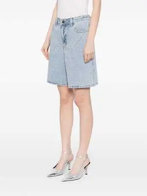 SELF-PORTRAIT Crystal-embellished Denim Shorts