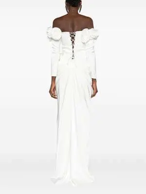 ANA RADU Floral-appliqué Draped Gown