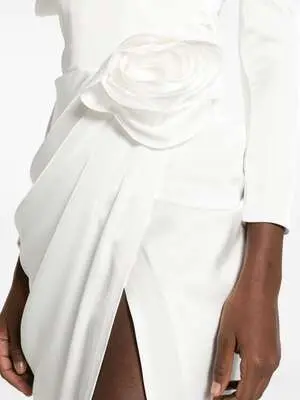 ANA RADU Floral-appliqué Draped Gown