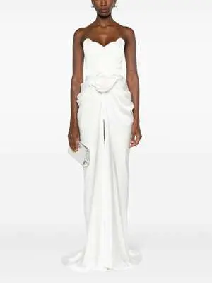 ANA RADU Floral-appliqué Draped Gown