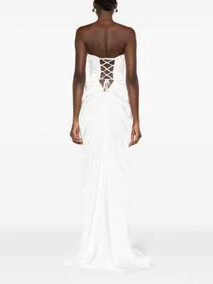 ANA RADU Floral-appliqué Draped Gown