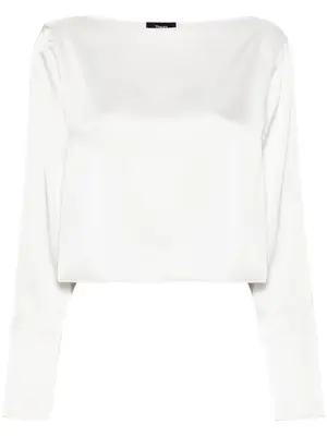 Theory Satin Cropped Blouse - White