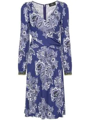 Etro Floral-print Midi Dress - Blue