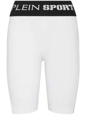 PLEIN SPORT Logo Waistband Cycling Shorts - White