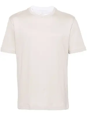 Eleventy Layered Cotton T-shirt - Neutrals