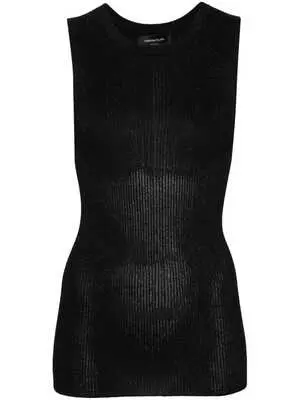 Fabiana Filippi Metallic-thread Ribbed Tank Top - Black