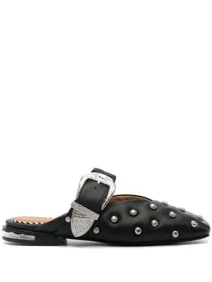 Toga Stud-embellished Leather Mules - Black