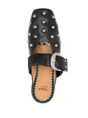 Toga Stud-embellished Leather Mules