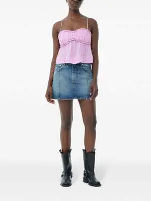 GANNI Ruffle-trim Satin Top