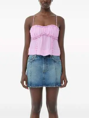 GANNI Ruffle-trim Satin Top