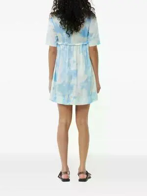 GANNI Graphic-print Satin Mini Dress