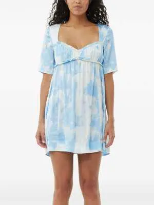 GANNI Graphic-print Satin Mini Dress