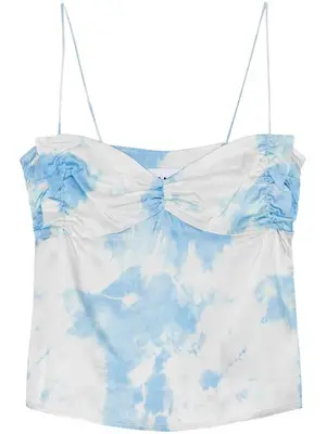 GANNI Tie-dye Satin Top