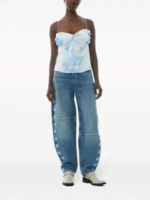 GANNI Tie-dye Satin Top