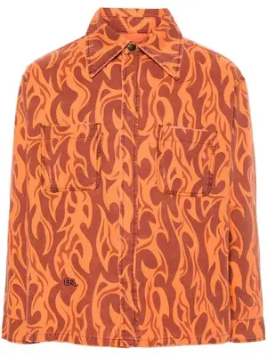 ERL Flame-print Canvas Shirt Jacket