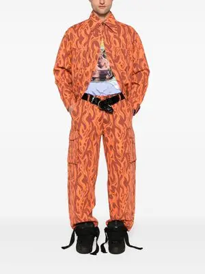 ERL Flame-print Canvas Shirt Jacket