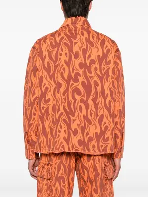 ERL Flame-print Canvas Shirt Jacket