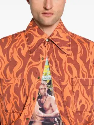 ERL Flame-print Canvas Shirt Jacket