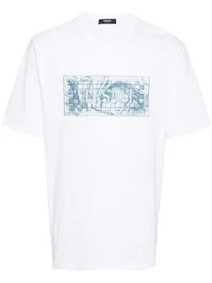 Versace Logo-embroidered Cotton T-shirt - White