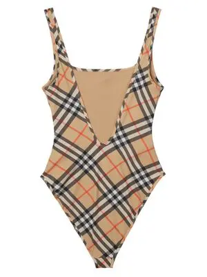Burberry Check-pattern Swimsuit - Neutrals