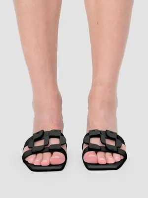 Simkhai Monogram Leather Sandals - Black