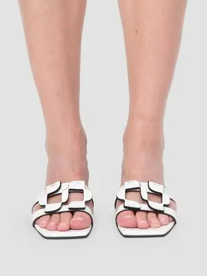 Simkhai Monogram Leather Sandals - Ivory
